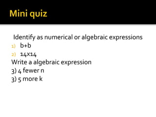Variables and expressions | PPTX