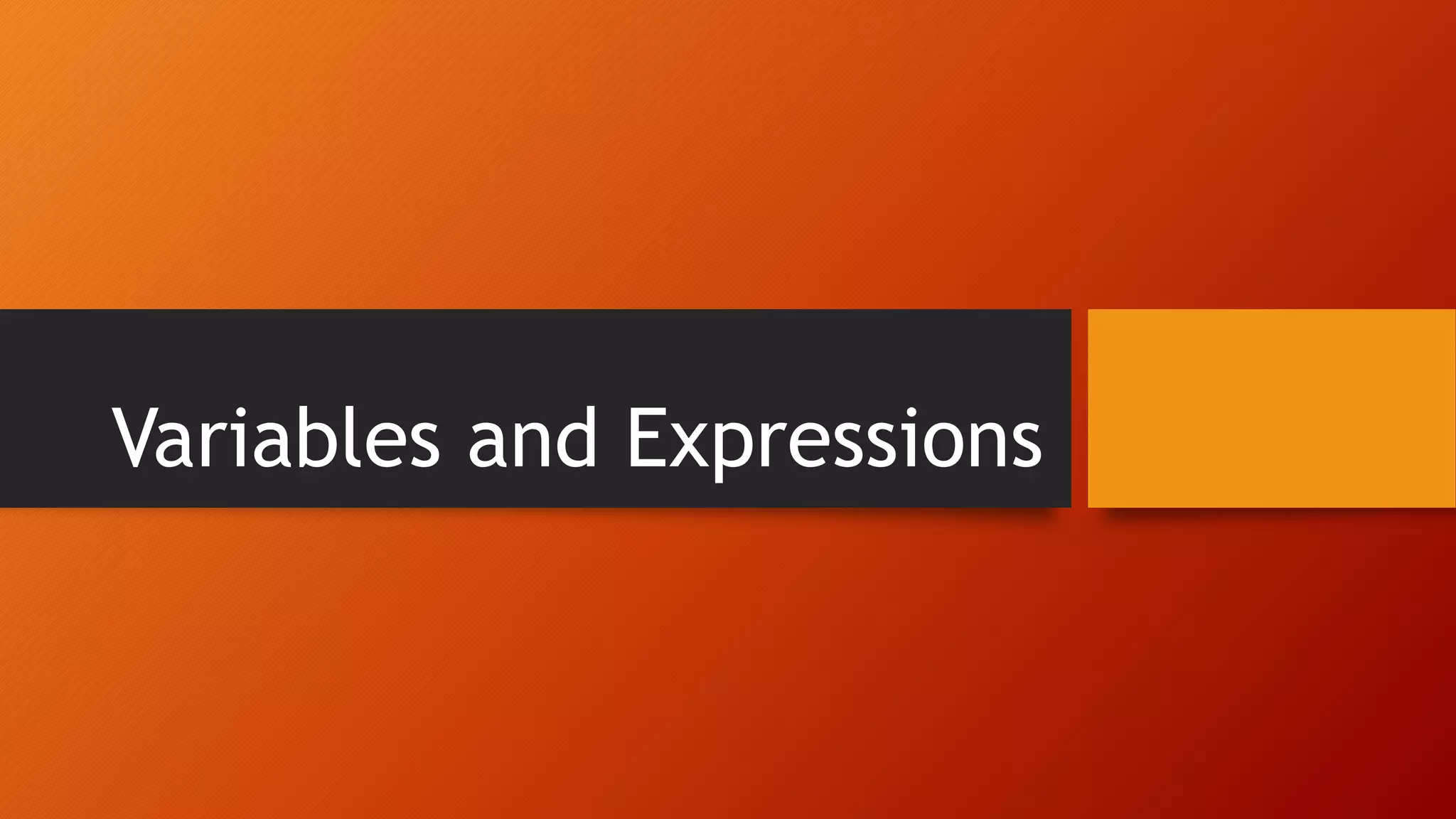 Variables and Expressions | PPT