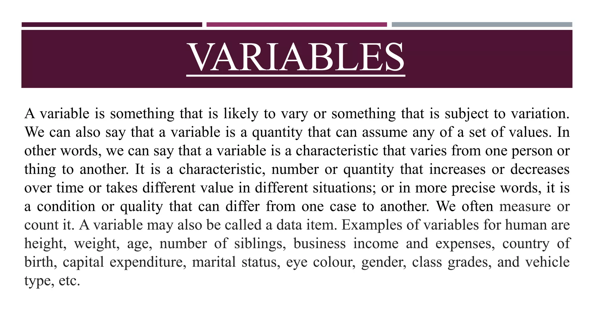 Basics Of Educational Statistics Variables And Types Pptx Physics Science