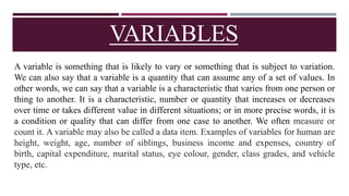 Basics of Educational Statistics (Variables and types) | PPTX | Physics ...