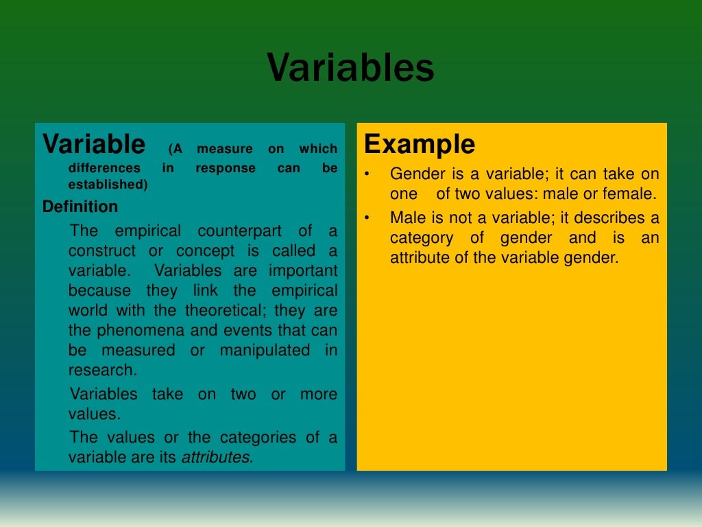 Variables and measurements