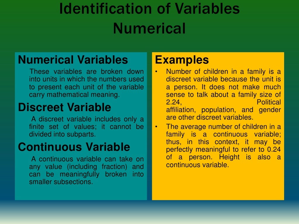 Variables and measurements
