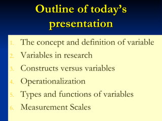 Variables And Measurement Scales | PPT