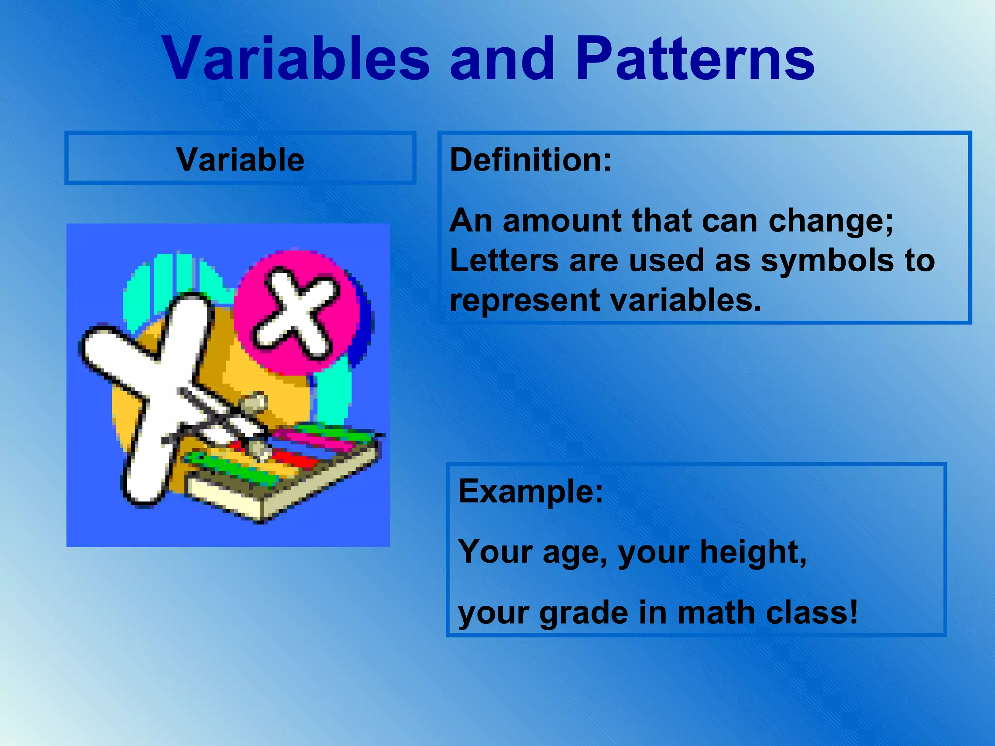 Variables and patterns vocabulary | PPT