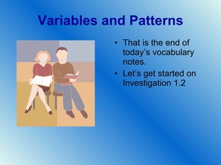 Variables and patterns vocabulary | PPT