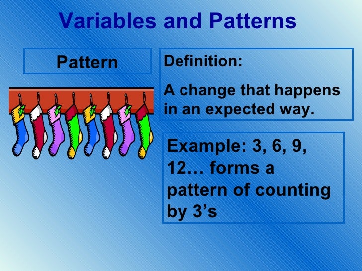 Variables and patterns vocabulary