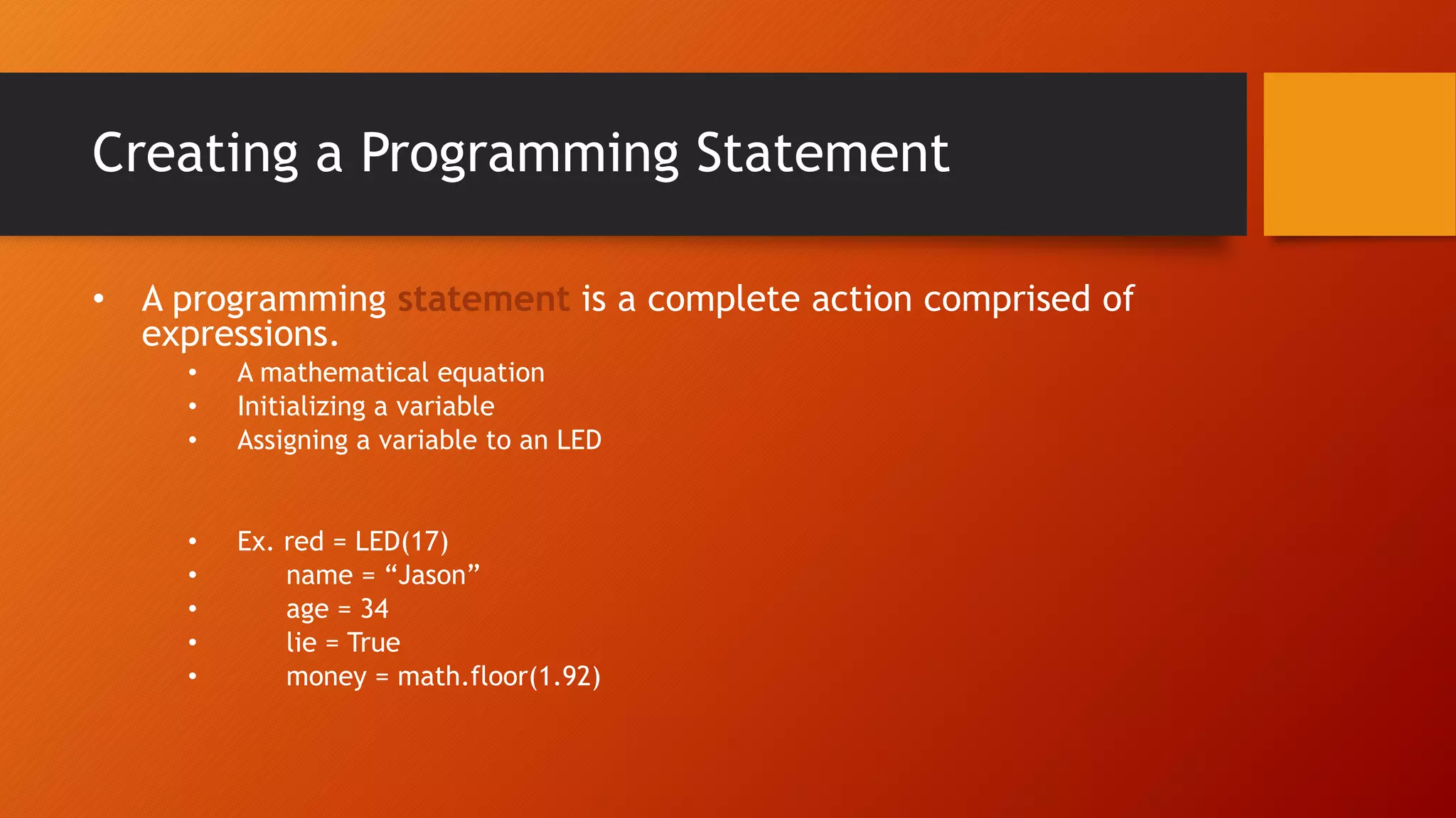 Variables and Statements | PPTX | Programming Languages | Computing