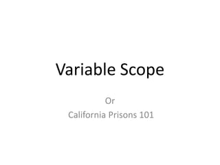 Variable scope | PPTX | Programming Languages | Computing
