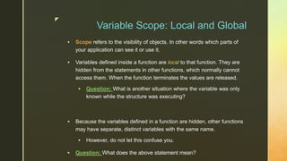 Variable Scope | PPTX | Programming Languages | Computing