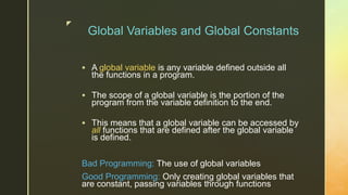 Variable Scope | PPTX | Programming Languages | Computing