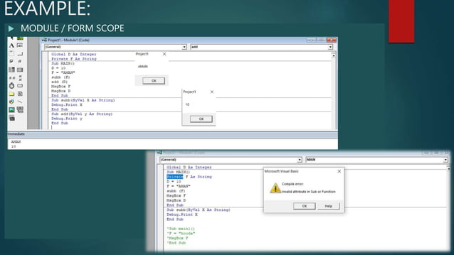 Variable scope ppt in vb6 | PPT