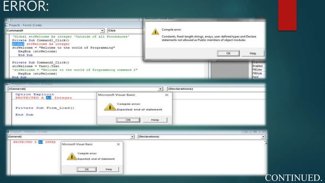 Variable scope ppt in vb6 | PPT