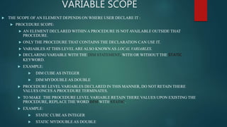 Variable scope ppt in vb6 | PPT