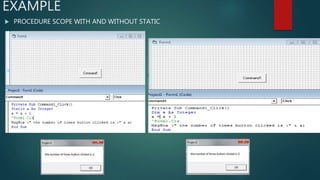 Variable scope ppt in vb6 | PPT