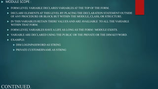 Variable scope ppt in vb6 | PPT