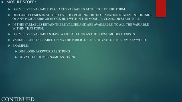 Variable scope ppt in vb6 | PPT
