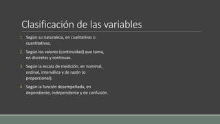 Variables, definición y clasificación | PPTX