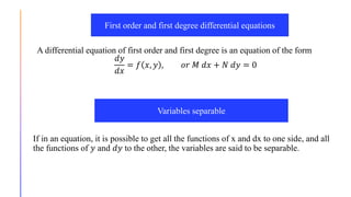 Ordinary Differential Equations: Variable separation method | PPTX