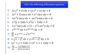 Ordinary Differential Equations: Variable separation method | PPTX