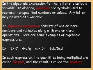 Variables expressions | PPT