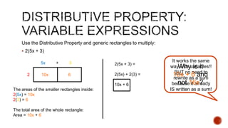 Variables, Expressions, and the Distributive Property | PPTX