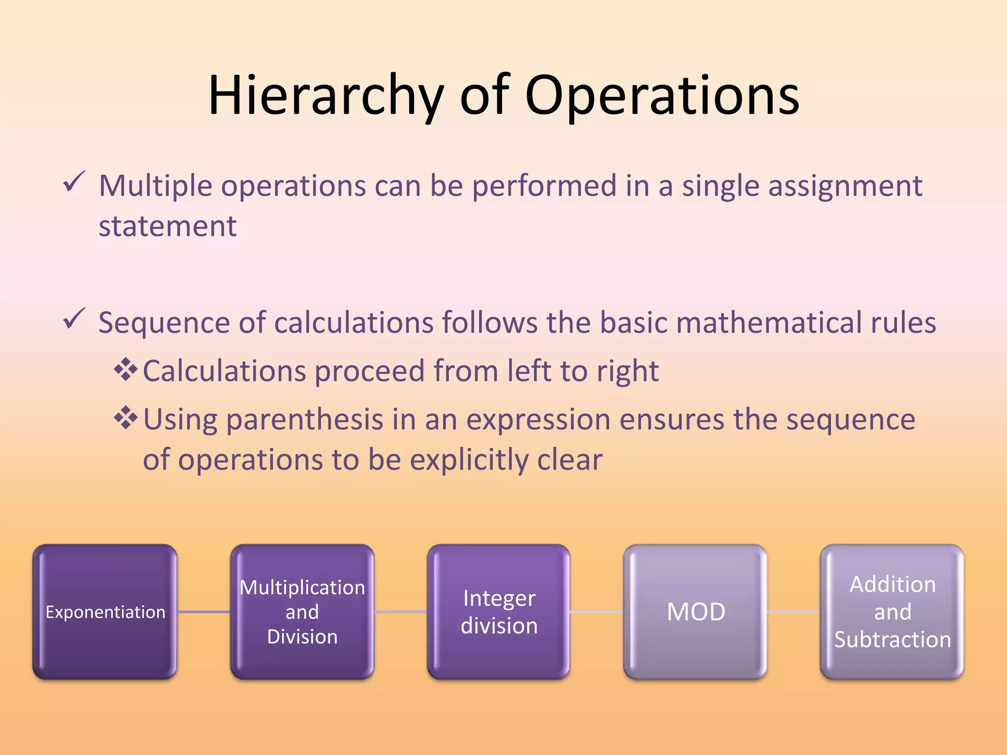 Variables In Arithmetic Operations Ppt