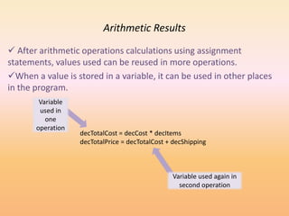 Variables in arithmetic operations | PPTX