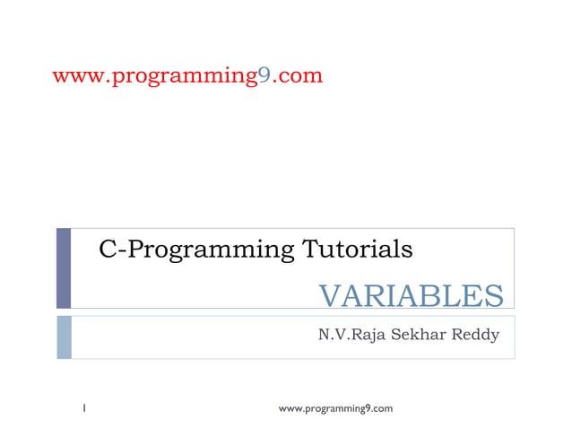 Variables in C Programming | PPT | Programming Languages | Computing