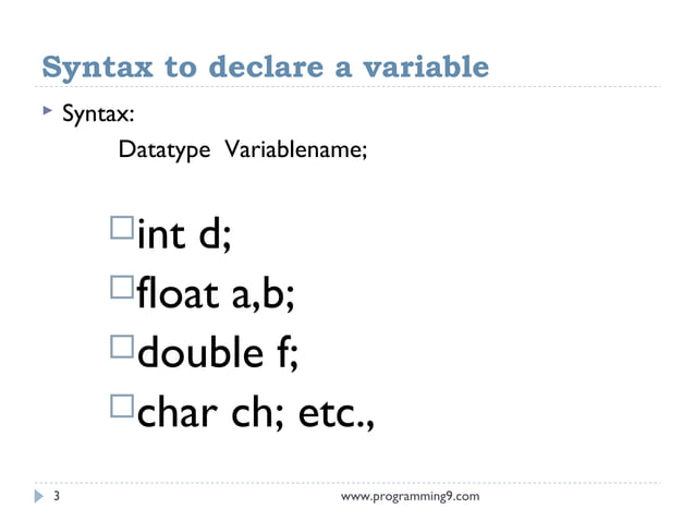 Variables in C Programming | PPT