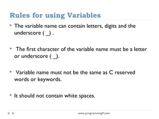 Variables in C Programming | PPT