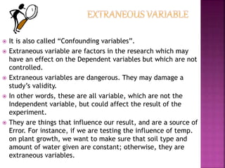 Variables in research | PPTX
