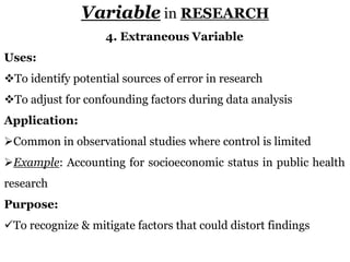 MEANING, USES, APPLICATION & PURPOSE OF DIFFERENT TYPES OF VARIABLES IN ...