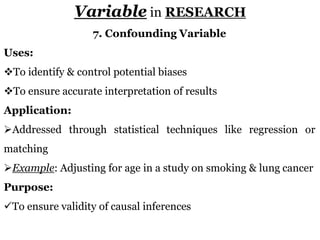 MEANING, USES, APPLICATION & PURPOSE OF DIFFERENT TYPES OF VARIABLES IN ...