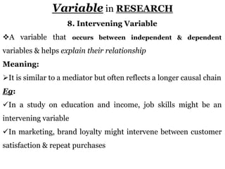 MEANING, USES, APPLICATION & PURPOSE OF DIFFERENT TYPES OF VARIABLES IN ...