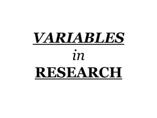 MEANING, USES, APPLICATION & PURPOSE OF DIFFERENT TYPES OF VARIABLES IN ...