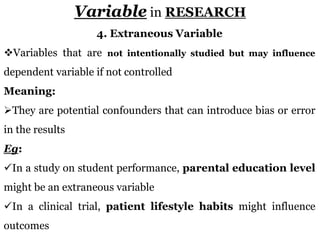 MEANING, USES, APPLICATION & PURPOSE OF DIFFERENT TYPES OF VARIABLES IN ...