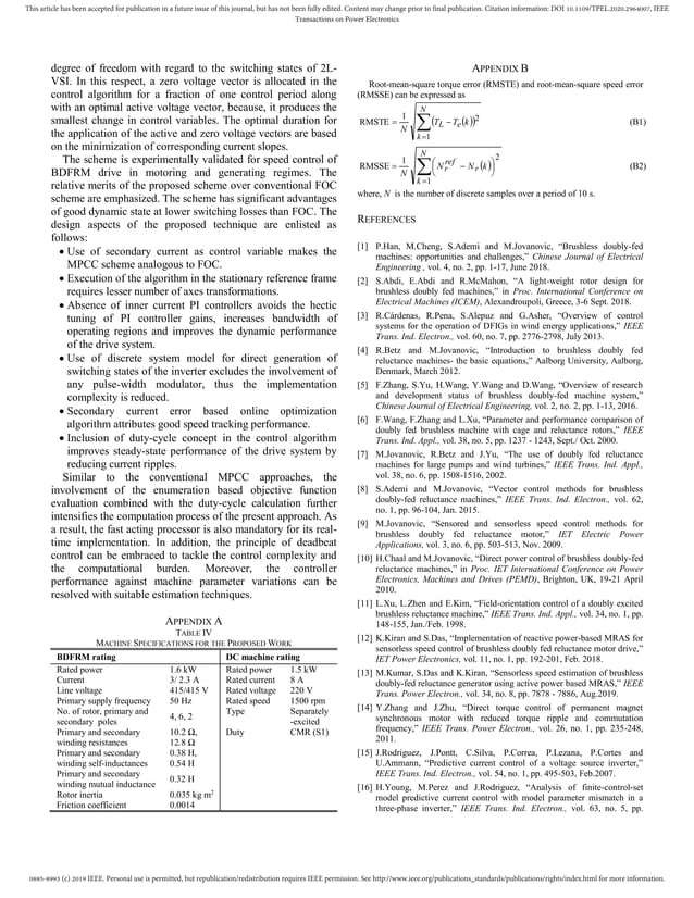 Variable Speed Operation Of Brushless Doubly Fed Reluctance Machine Drive Using Model Predictive