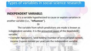 Variables in social science research and its measurement ppt | PPTX