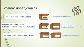 pseint instalacion y declaracion de Variables | PPTX