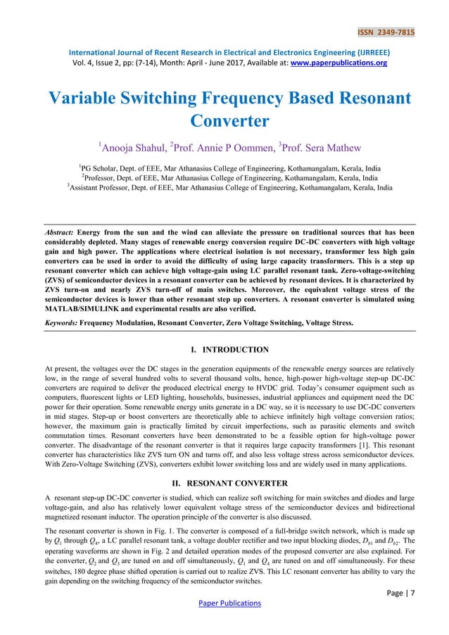 Variable Switching Frequency Based Resonant Converter | PDF | Power and Energy Industry | Industries