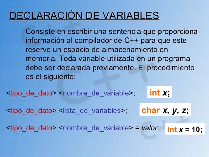 Sintaxis Para Declarar Variable