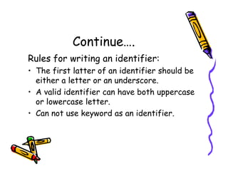 Variable, token, & identifier in c programming | PDF | Programming ...