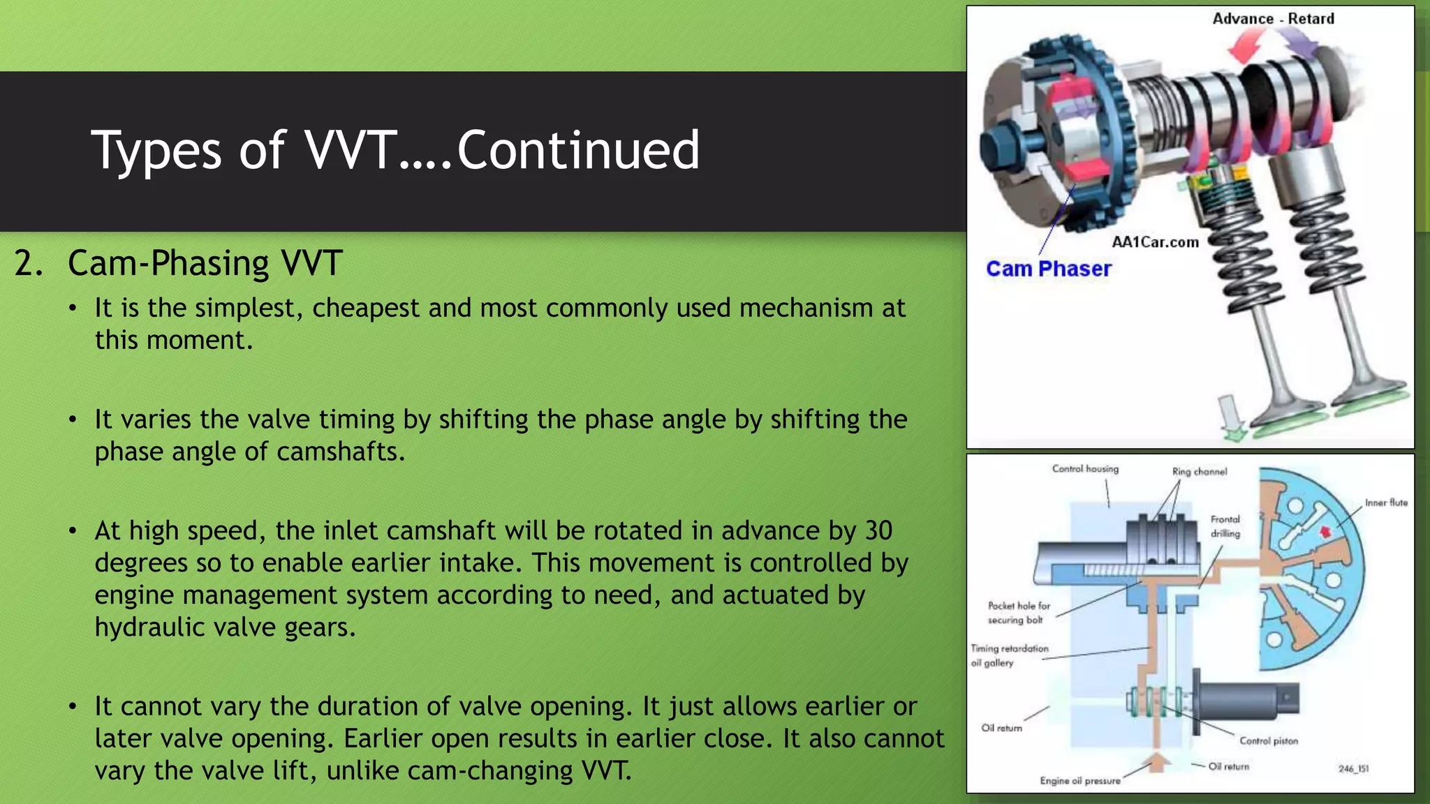 Variable valve timing in internal combustion engine | PPTX