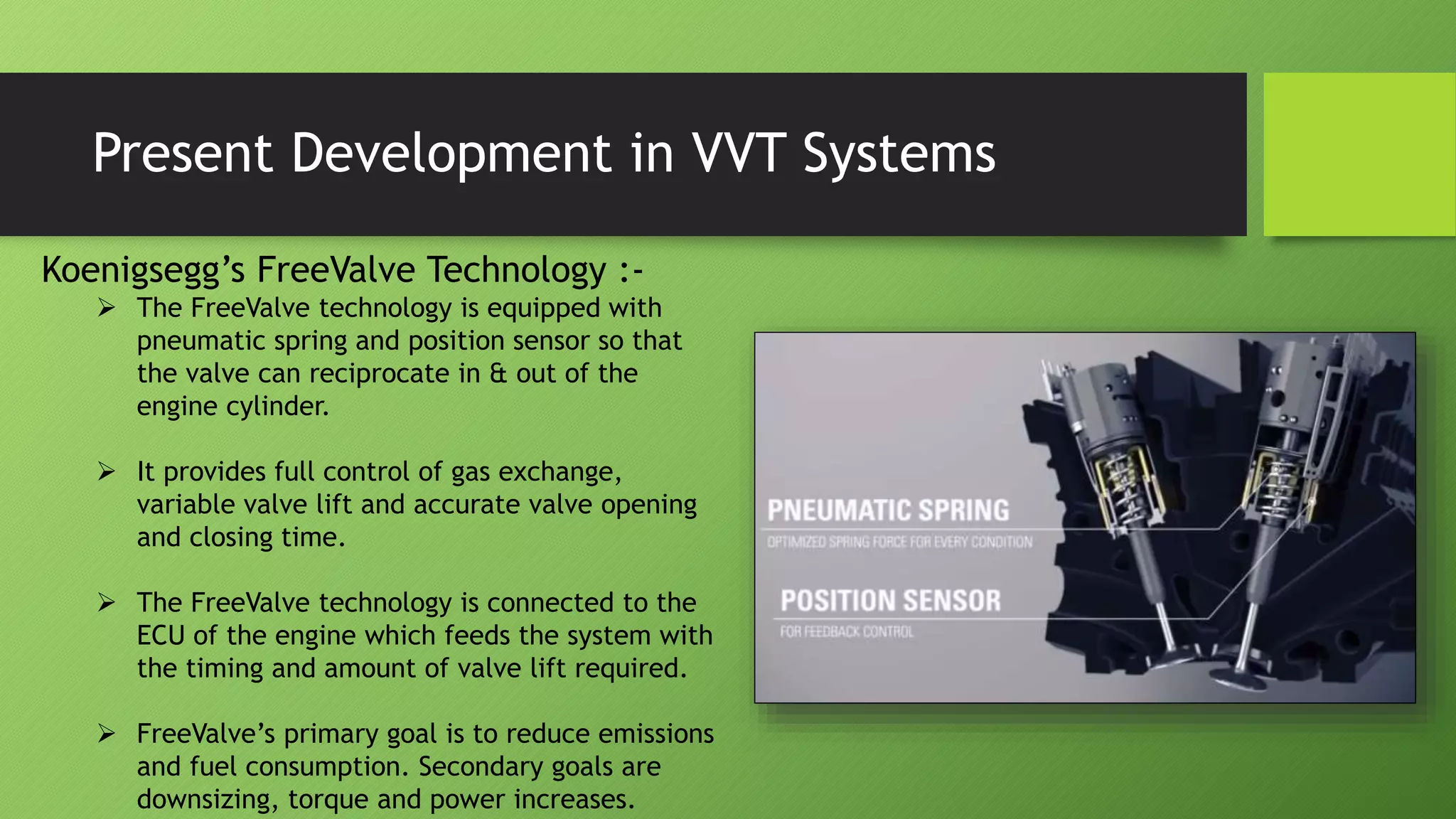 Variable valve timing in internal combustion engine | PPTX