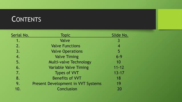 Variable valve timing in internal combustion engine | PPTX