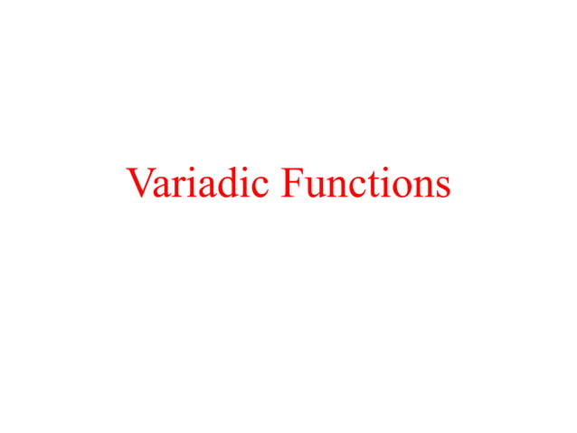 Variadic functions | PPT