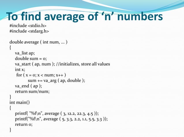 Variadic Functions Ppt 4798