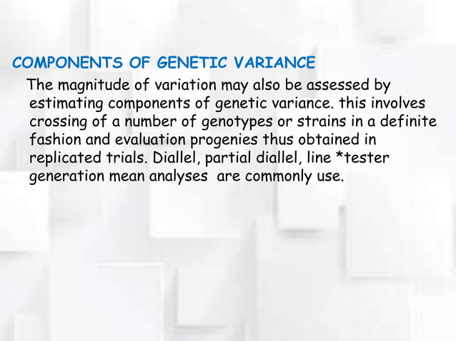 ASSESSMENT OF VARIABILITY AND GENETIC VARIANCE | PPTX | Genetics | Science