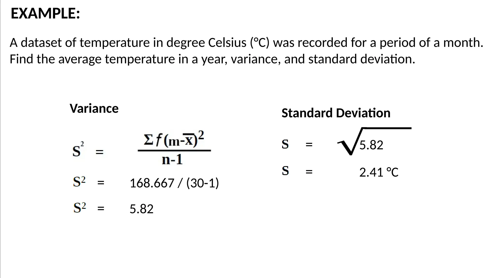 VARIANCE AND STANDARD DEVIATION Statistics | PPT