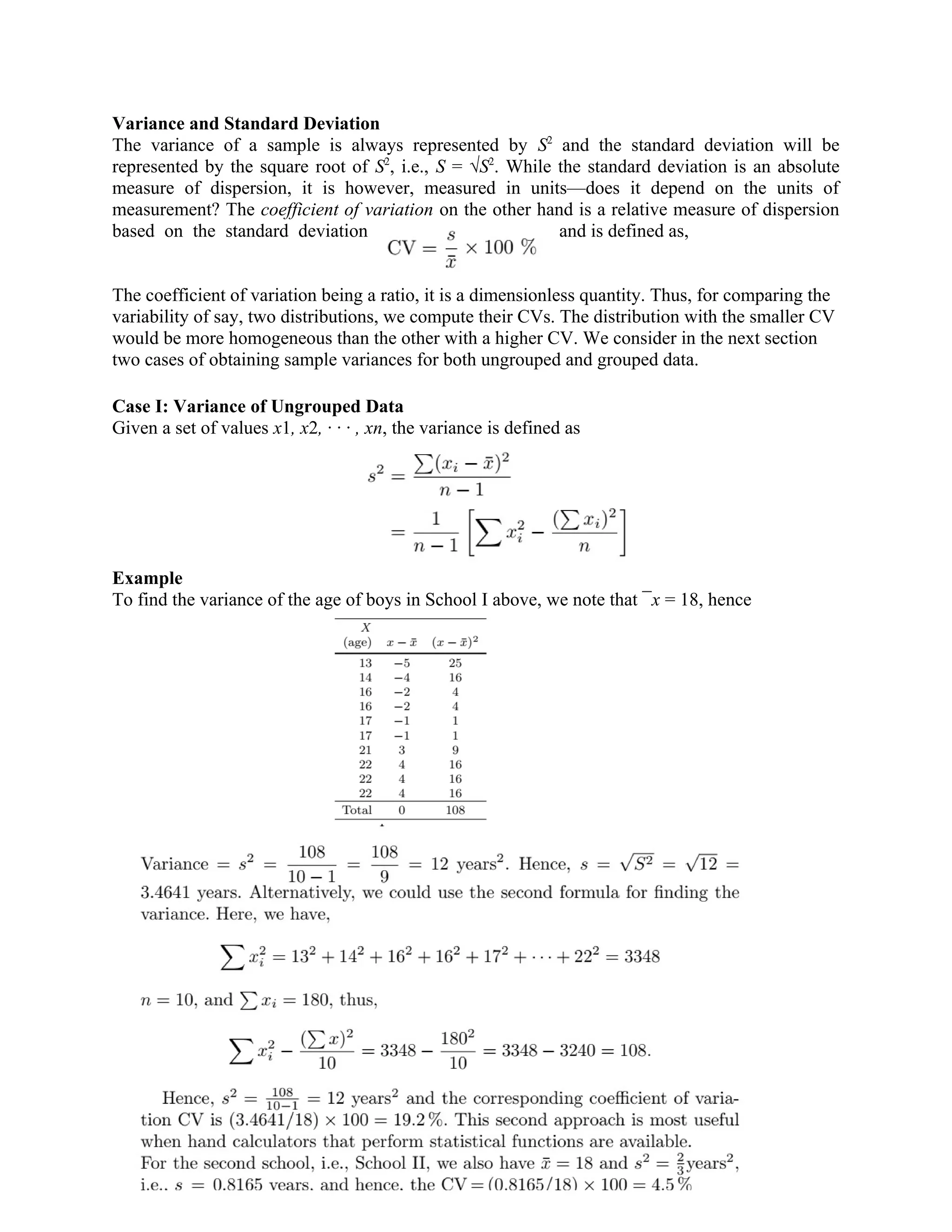 Variance And Standard Deviation Calculation Pdf